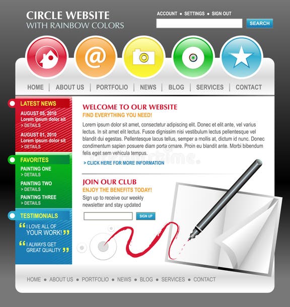 Rainbow Art Internet Website Template Stock Vector - Illustration of ...