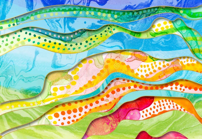 Rainbow Artwork Texture with Gold Dust and Borders. Stock Photo - Image ...