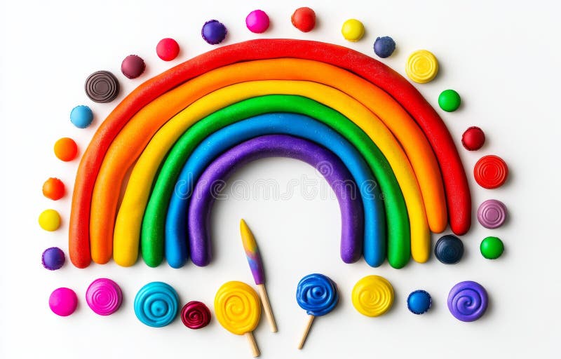 A Rainbow Assortment of Multicolored Candy Dragees Against a White ...