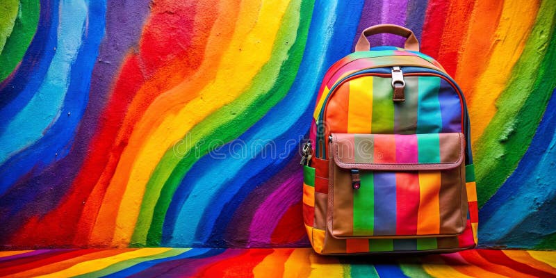 Rainbow Backpack on Colorful Wall, Backpack, Rainbow, Colorful, Wall ...