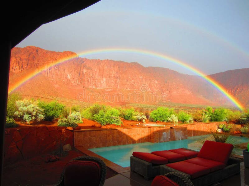 The Rainbow in the Backyard Stock Photo - Image of rocks, preety: 122855432