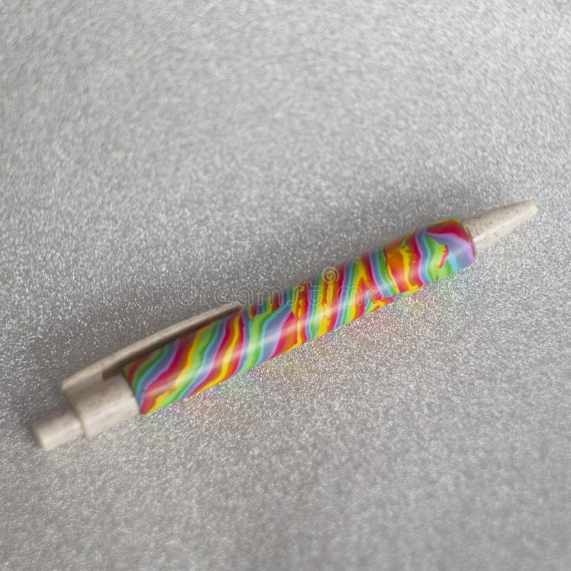 Rainbow ballpoint pen stock photo. Image of pink, colorful - 208743036