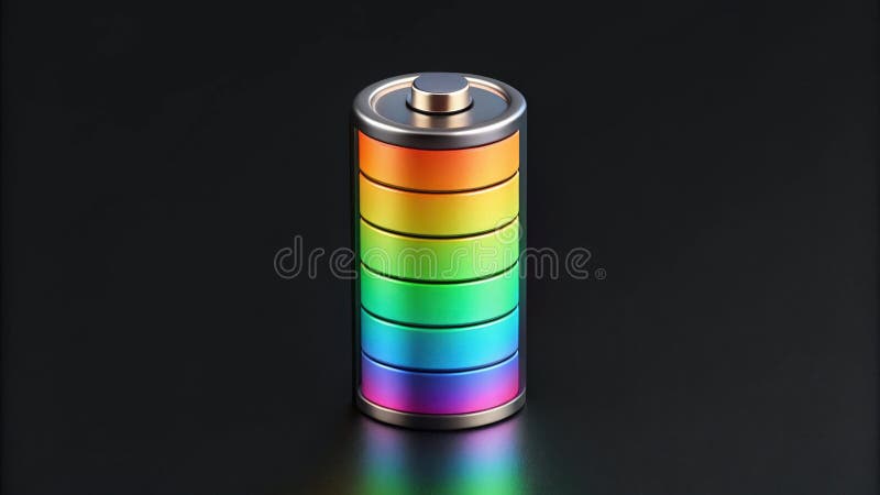 Rainbow Battery Full Charge Energy Power Stock Illustration ...