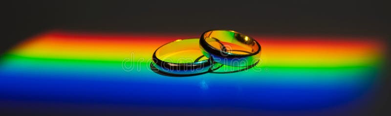 Rainbow Beam on Wedding Rings. Lgbt Flag. Stock Image - Image of ...