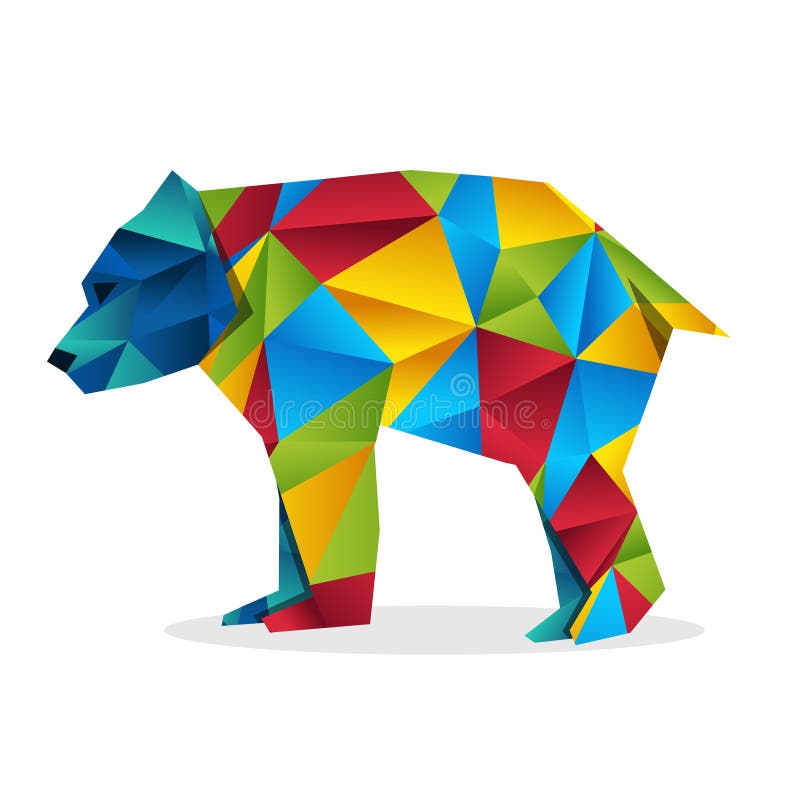 Rainbow Bear Polygon Character Design Stock Vector - Illustration of ...