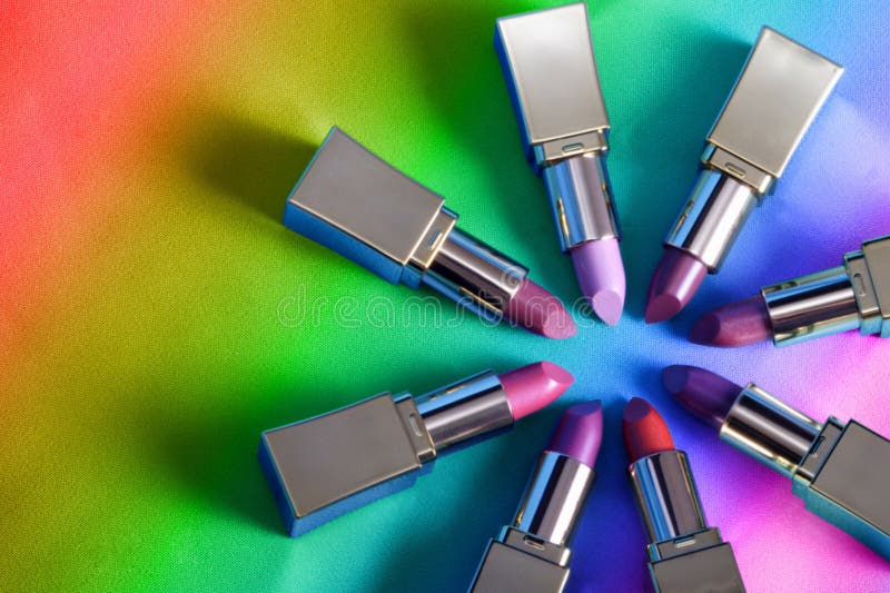 Rainbow of beauty stock image. Image of making, lipstick - 18271305