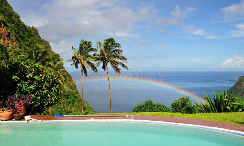 Rainbow below pool stock image. Image of nature, saint - 66108607