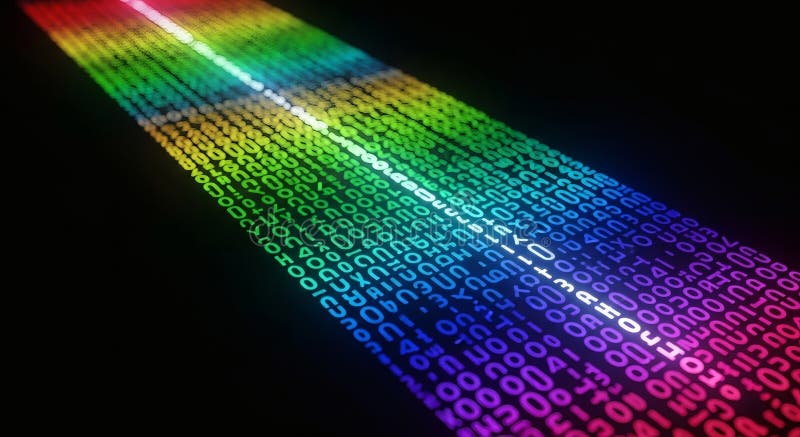 Rainbow Binary Code Stream - a Colorful Digital Data Flow Stock ...