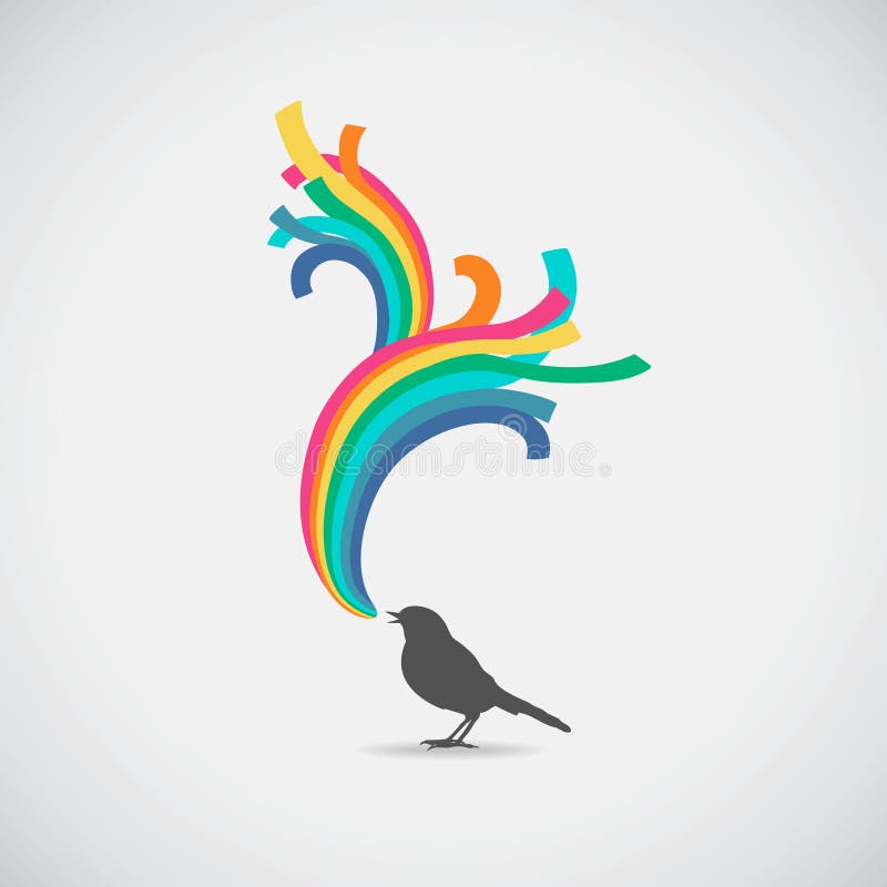 Rainbow and Bird. Vector Illustration Stock Vector - Illustration of ...