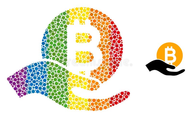 Rainbow Bitcoin Donation Hand Composition Icon of Round Dots Stock ...