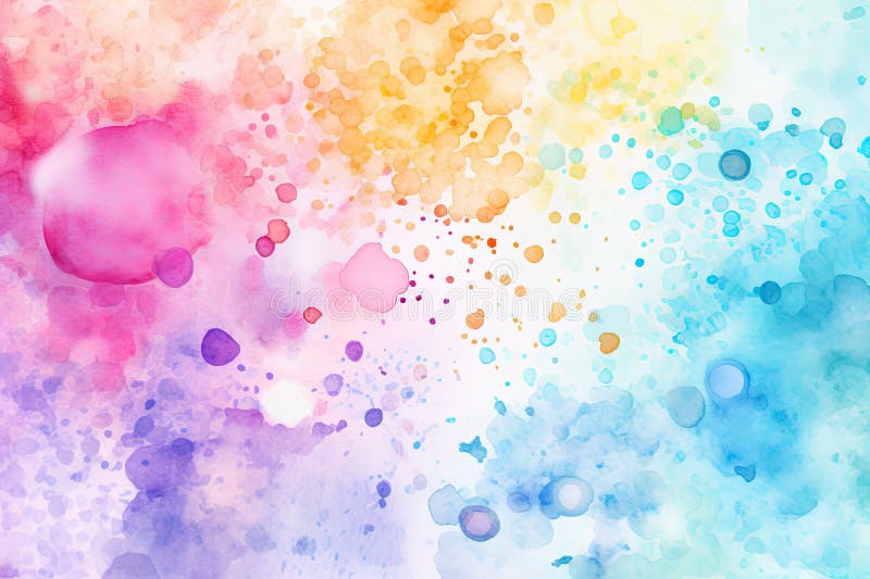 Rainbow Blobs Watercolor Pattern on White Background. Abstract Grunge ...