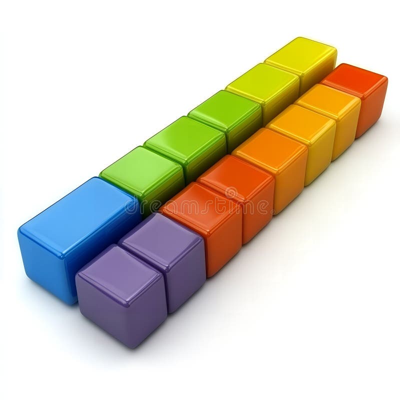 Rainbow Blocks in a Row on White Background Stock Illustration ...