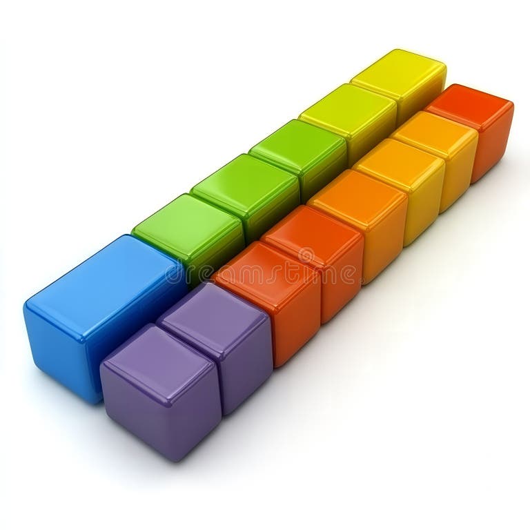 Rainbow Blocks in a Row on White Background Stock Illustration ...