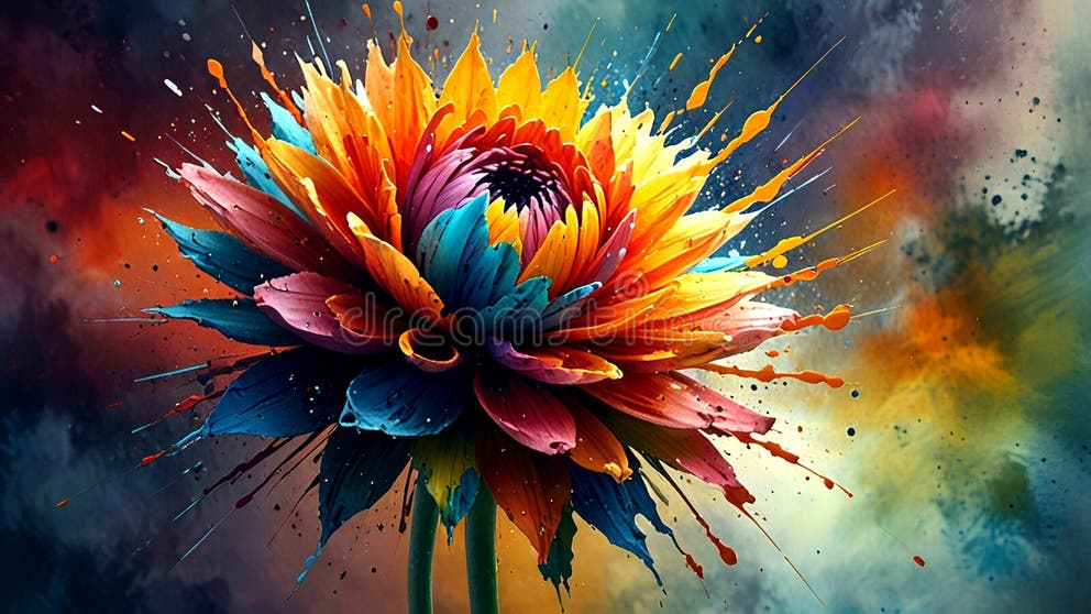 Rainbow Bloom Explosion stock illustration. Illustration of paint ...