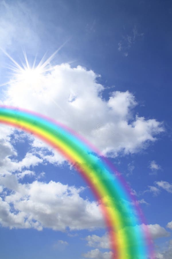 Rainbow in the blue sky stock image. Image of environment - 22283863