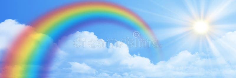 Rainbow on the Blue Sky Banner Stock Illustration - Illustration of ...