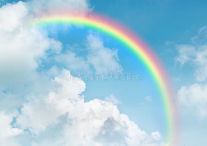 Rainbow in blue sky stock photo. Image of space, bright - 180605402