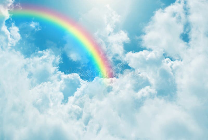 Rainbow in blue sky stock photo. Image of phenomenon - 180605418