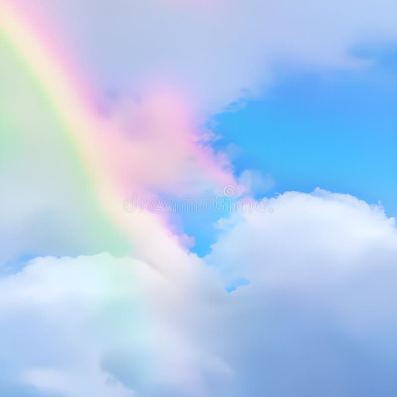 Rainbow in the Blue Sky with Clouds. Stock Illustration - Illustration of cloudscape, atmosphere ...