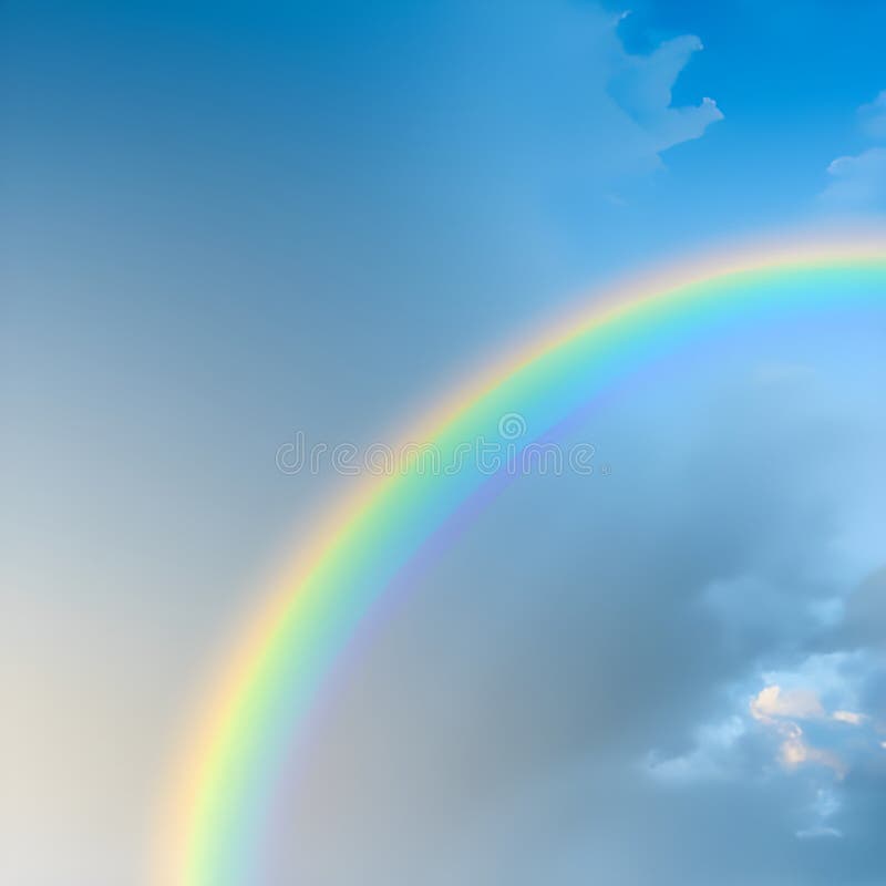 Rainbow in the Blue Sky with Clouds. Stock Illustration - Illustration ...