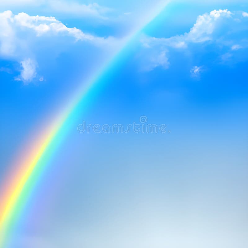 Rainbow in the Blue Sky with Clouds. Stock Illustration - Illustration ...