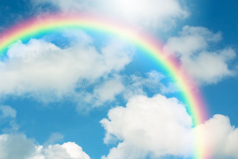 Rainbow in Blue sky stock photo. Image of cloudy, peace - 180605420