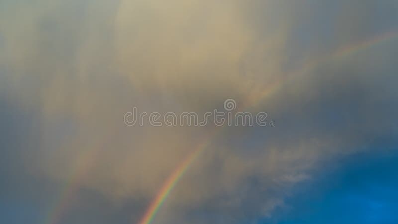 Rainbow in Blue Sky with White Cloud after Rain Stock Image - Image of ...
