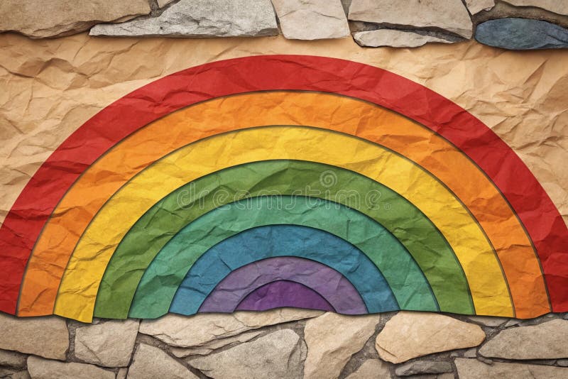 Rainbow Bold Colors Texture with Overlapping Crumpled Paper Stone ...