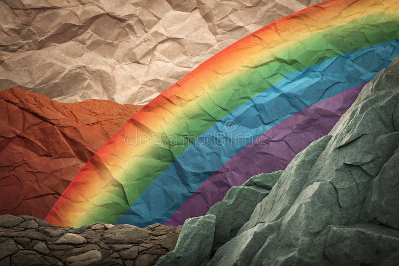 Rainbow Bold Colors Texture with Overlapping Crumpled Paper Stone ...