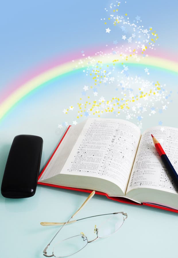 Rainbow in book stock photo. Image of read, nice, niceness - 10382764