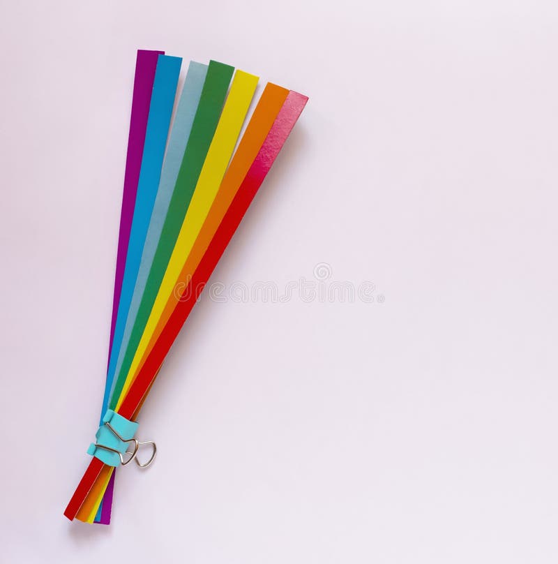 Rainbow Bouquet. Strips of Rainbow Colored Paper are Held Together with ...