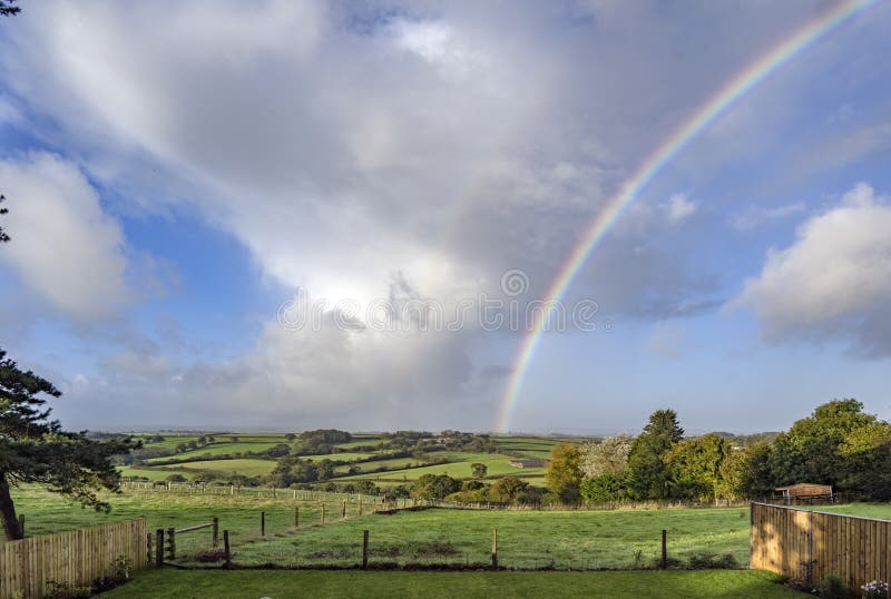 Rainbow at Boyton Village Cornwall Stock Photo - Image of scenery ...