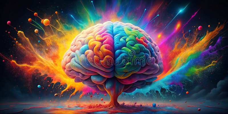 Rainbow Brain a Colorful Abstract Exploration of Consciousness Stock ...