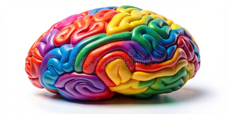 Rainbow Brain, 3D, Anatomical, Human Brain, Color Psychology Stock ...