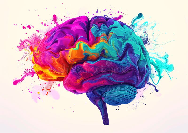 A Rainbow Brain with Different Colors on it and a White Background ...