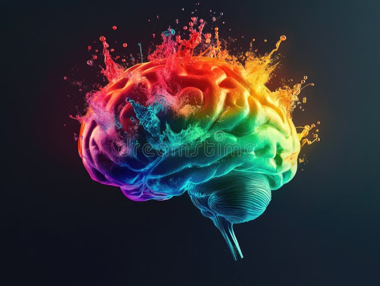 Rainbow Brain Symbolizing Creativity and Intelligence Stock Image ...