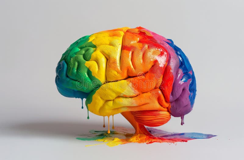 Rainbow Brain on White Background Stock Image - Image of psychology ...