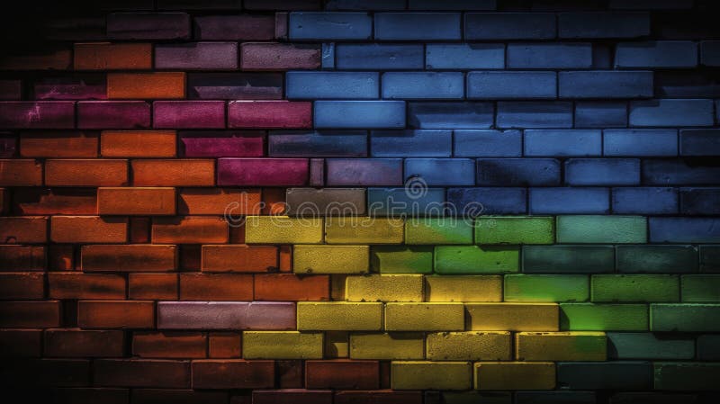 Rainbow Brick Wall with Fine Detail for Cinematic Compositions. Stock ...