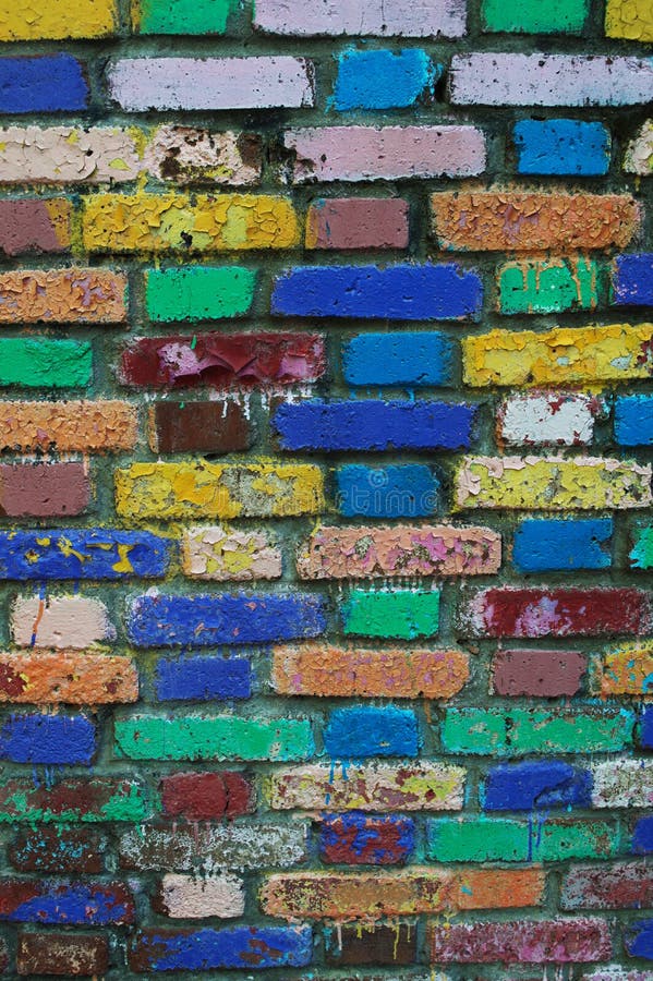 Rainbow brick wall stock image. Image of purple, colorful - 80761011