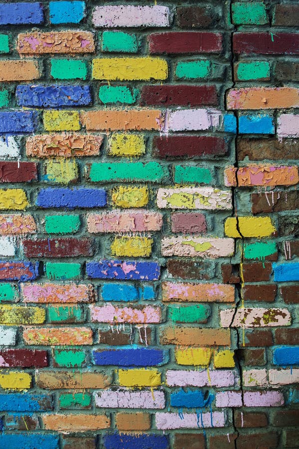 Rainbow brick wall stock image. Image of colourful, yellow - 80762435