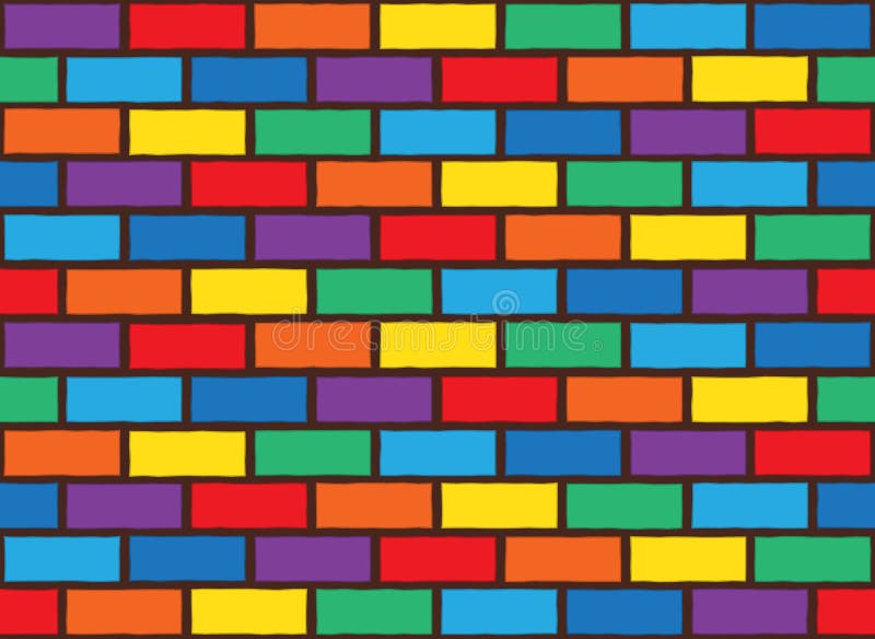 Rainbow bricks pattern stock vector. Illustration of stroke - 34122589