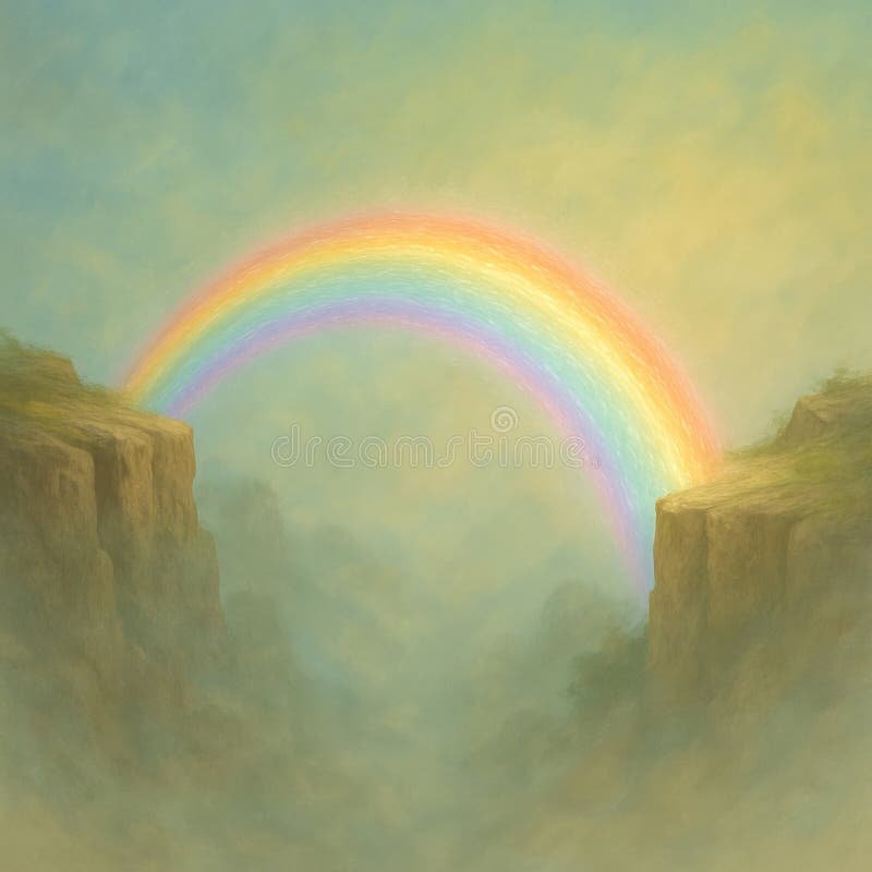 A Rainbow Bridge Connecting Two Cliffs. Stock Photo - Image of arch ...