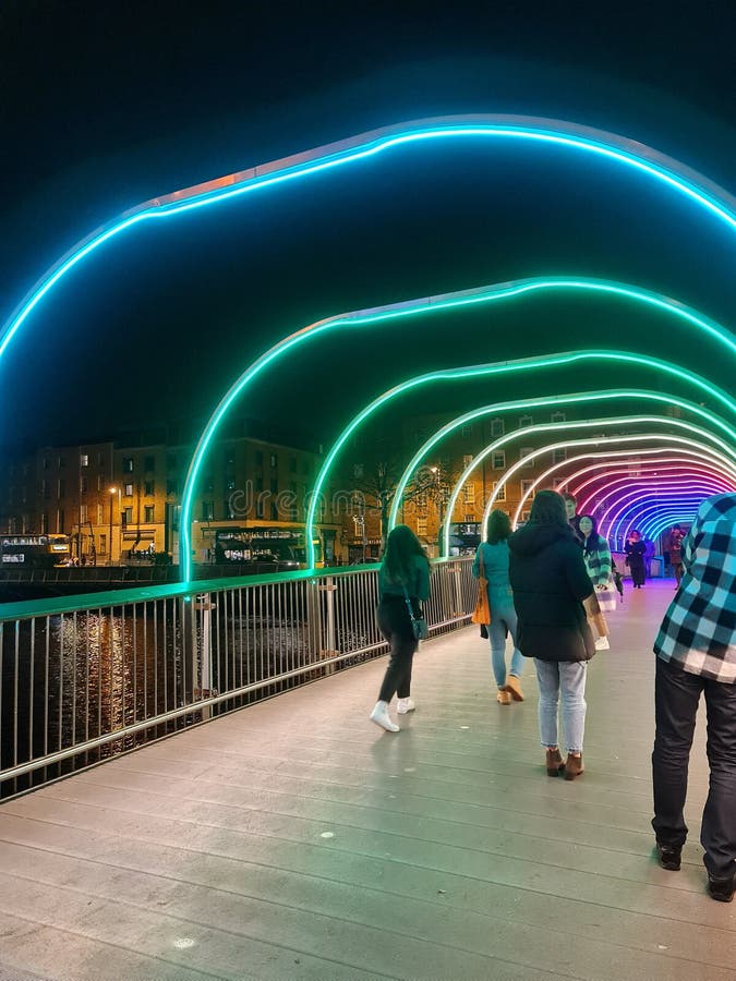 Rainbow Bridge in Dublin Ireland Editorial Stock Image - Image of blue ...