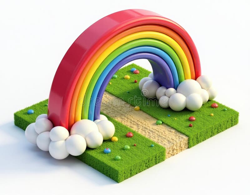 Rainbow Bridge Leading To a Magical Land Stock Illustration ...