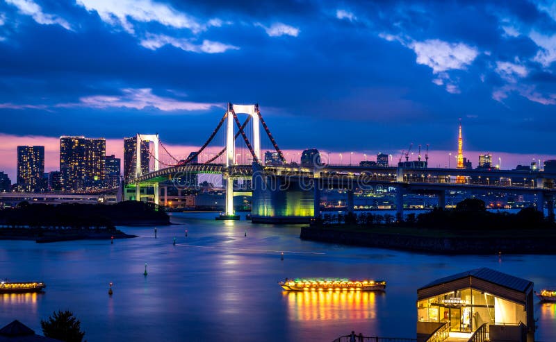 Rainbow bridge light stock image. Image of iconic, cityscape - 54113127