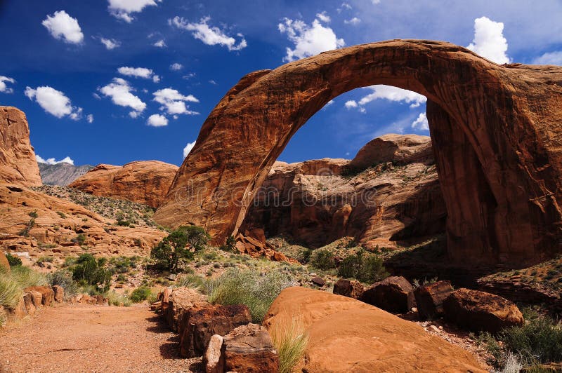 Rainbow Bridge National Monument Stock Image - Image of boating ...