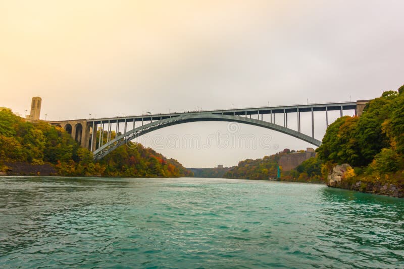 Rainbow Bridge at Niagara Falls during Sunrise . Stock Image - Image of ...