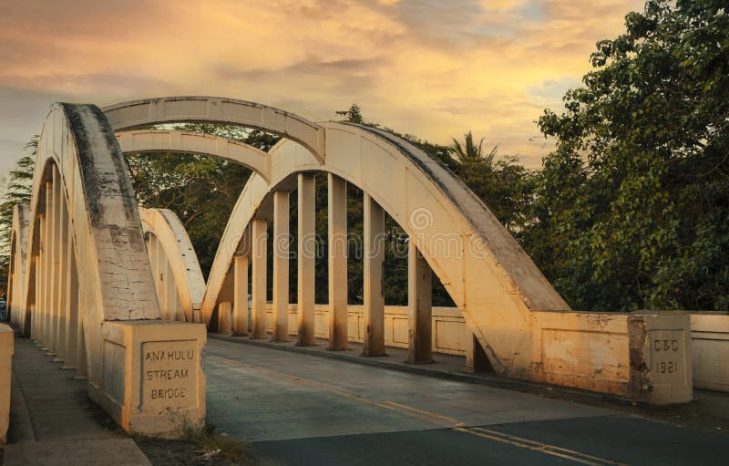 Rainbow Bridge at Sunset in Haleiwa, Oahu, Hawaii Stock Image - Image ...