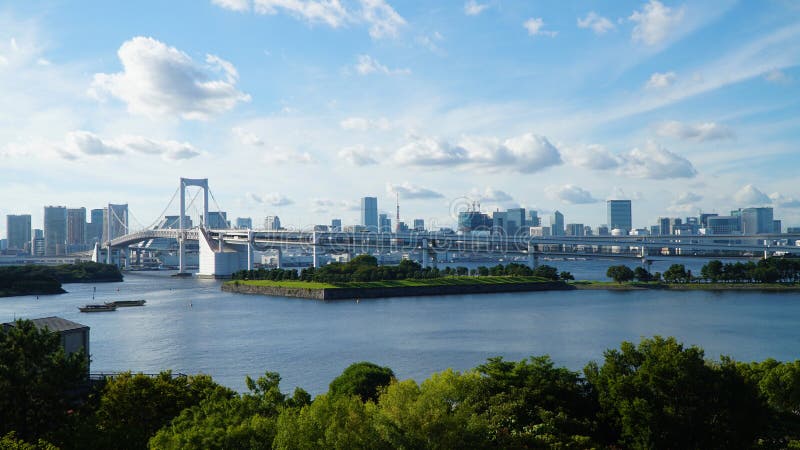 The Rainbow Bridge and Tokyo Bay, Japan Stock Photo - Image of kanto ...