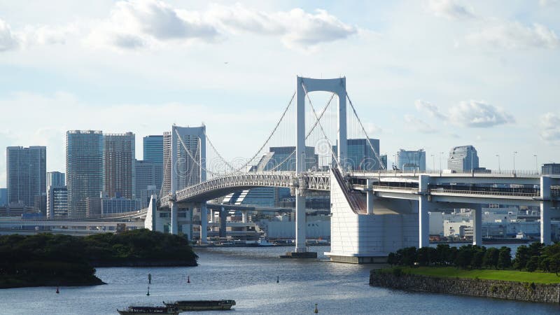 The Rainbow Bridge and Tokyo Bay, Japan Stock Photo - Image of landmark ...